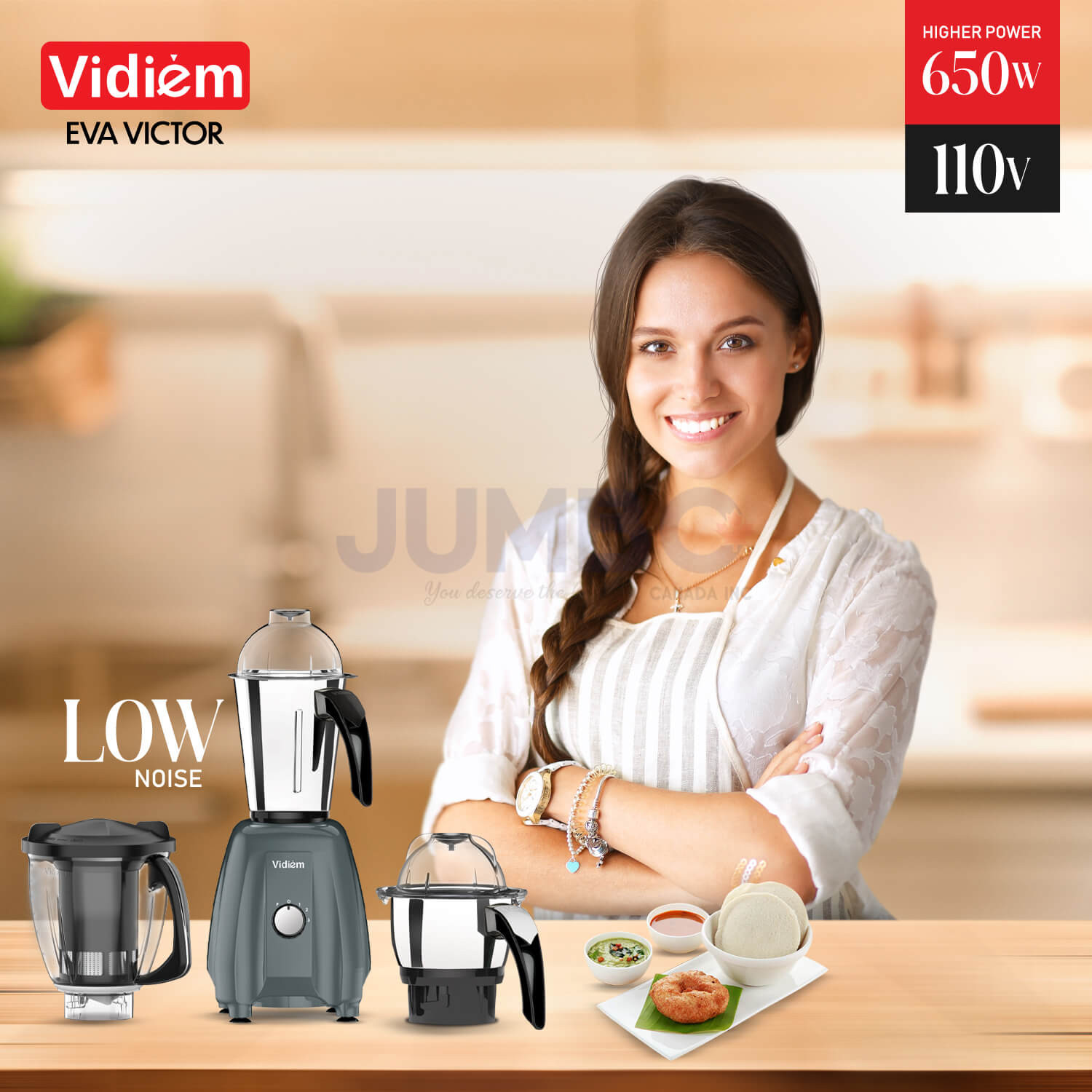 Vidiem Eva VICTOR 650W / 110V Stainless Steel Jars
